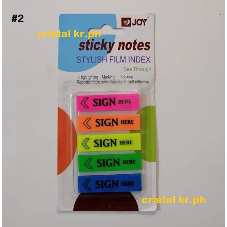 Joy Sticky Notes Sign Here Arrow Flag Sticky Note PET 5 in 1 Sold Per ...