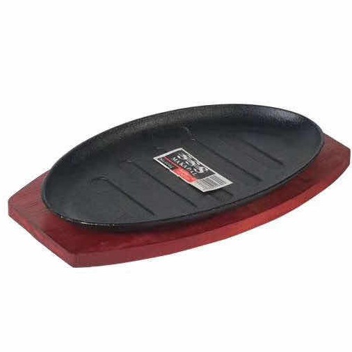 Oval sizzling plate with wood base 10 Inch | Shopee Philippines