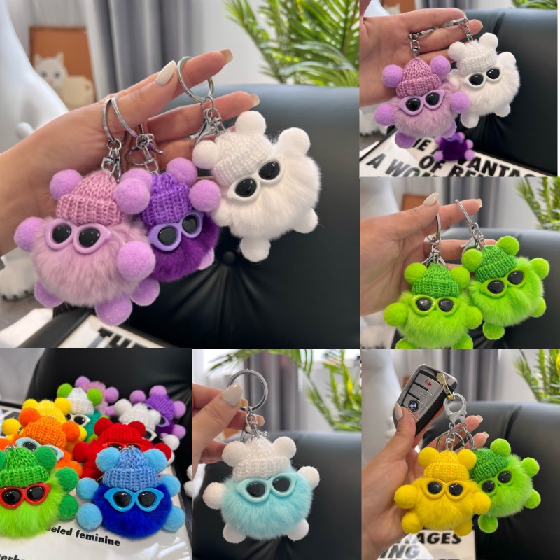 Cute Plushie Keychain Rabbit Hair Briquettes Plush For Schoolbag ...