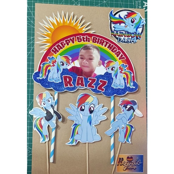 RAINBOW DASH CAKETOPPER AND CUPCAKE TOPPER FOR BIRTHDAY | Shopee ...