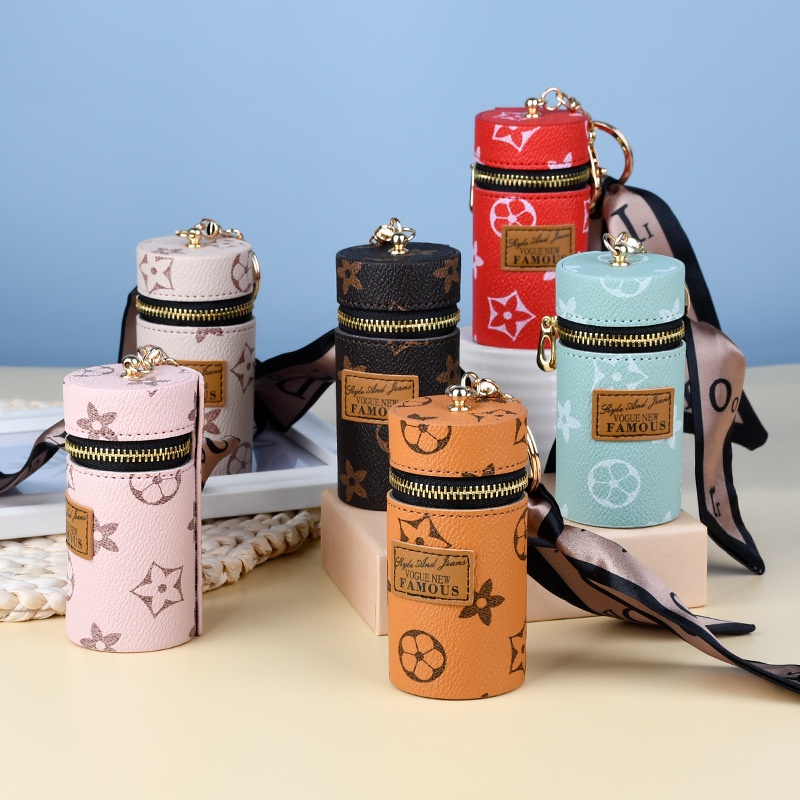 Cylinder Lipstick Bag Cylinder Makeup Wallet Women Coin Zipper Purse ...
