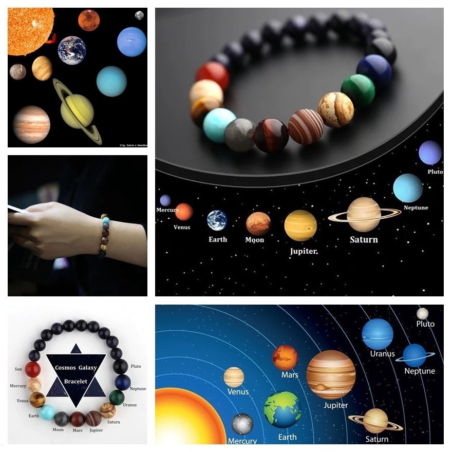 Solar System Nine Planets Bead Bracelet Natural Stone Universe Yoga ...