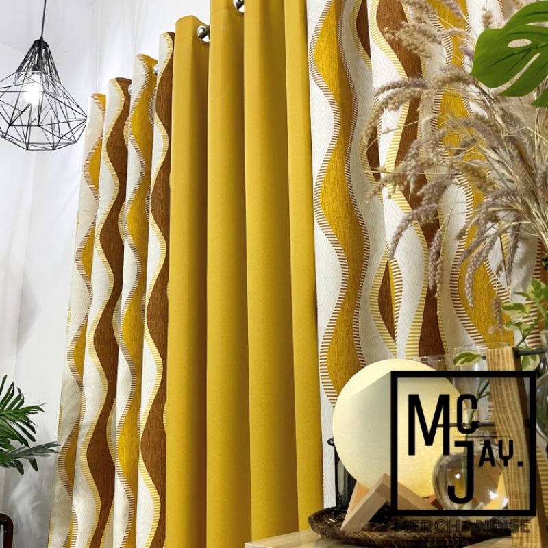 MCJAY - 3in1 Matte Gold Wave Ring Curtain Set (6ft/6.6ft/7ft) - Sold ...