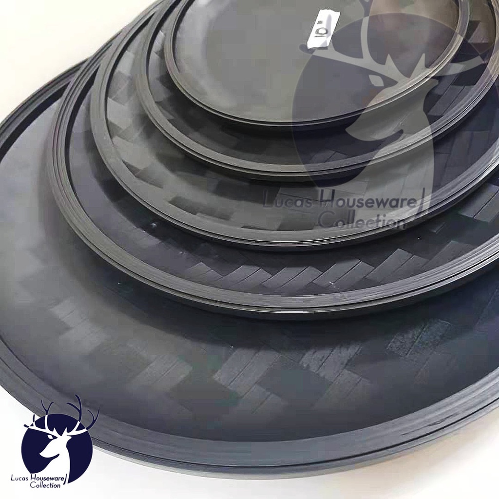 REUSABLE PLASTIC BILAO / ROUND FOOD TRAY FOOD STORAGE BLACK BILAO PARTY ...