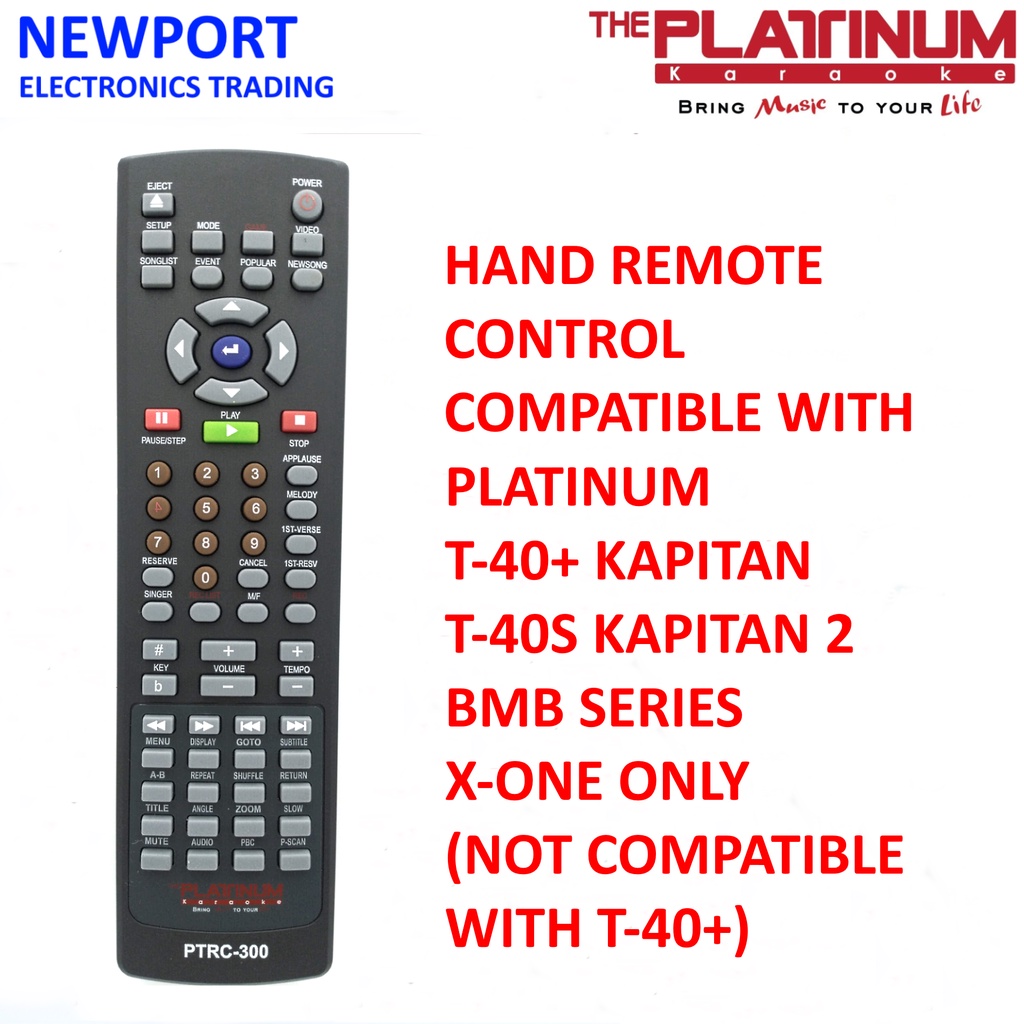 Platinum Hand Remote Control PTRC-300 Compatible with Platinum T-40 ...