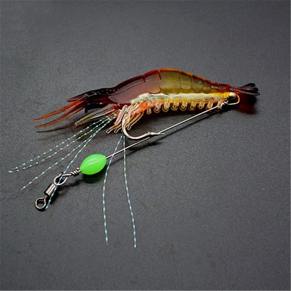 1PCS Soft Prawn Shrimp Swivel Wobbler Hook Artificial Bait Bead Sabiki ...