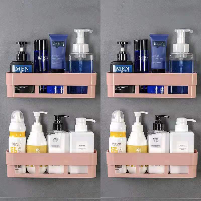 Plastic Bathroom or Kitchen Rack Self Adhesive Wall Storage | Shopee ...