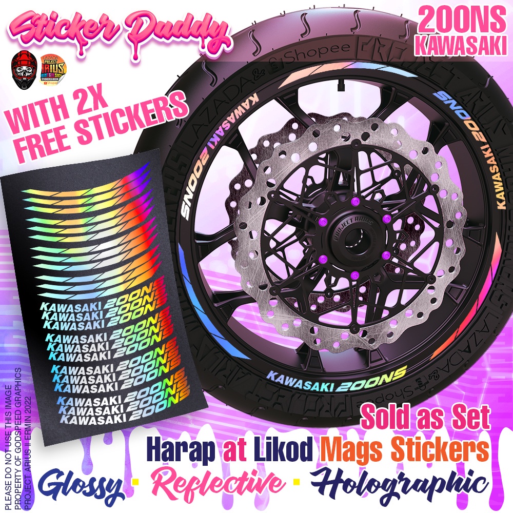 [SD] Kawasaki 200NS Holographic Mags Sticker (Set: Harap at Likod 4 ...