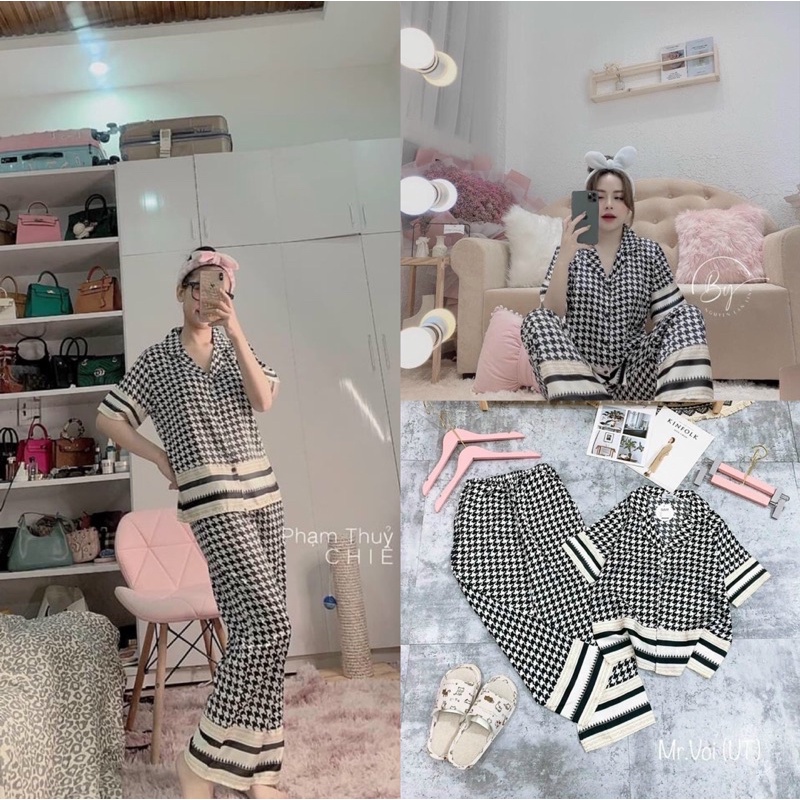 Silk pajamas, women's pajamas, home wear, mac Sam Luxury short-sleeved ...