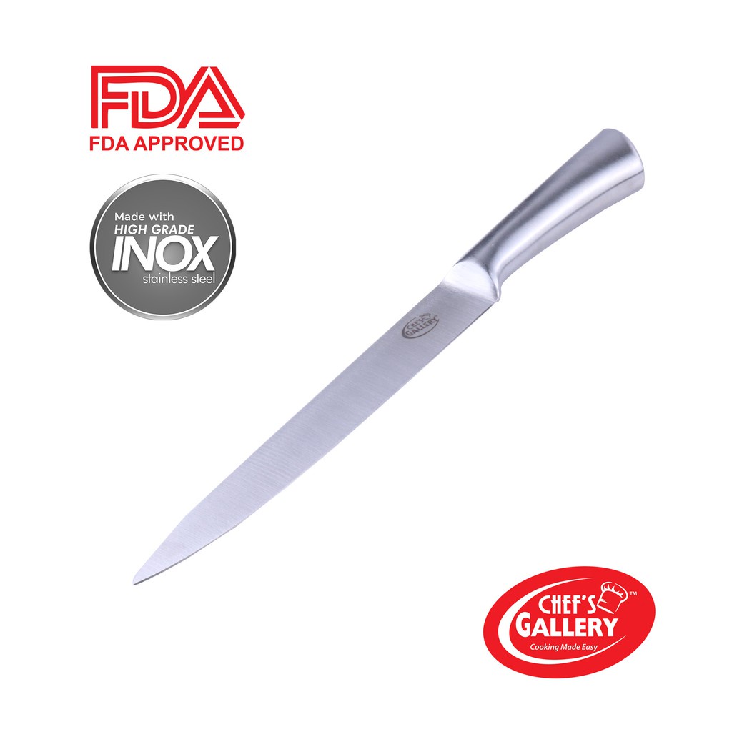 Chef's Gallery Inox Stainless Steel Slicing Knife | 100% Food Grade ...