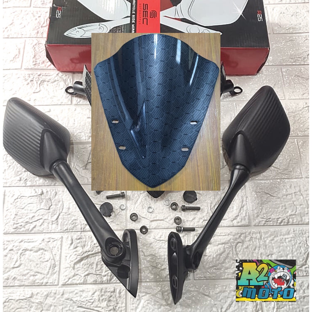 Yamaha Aerox V1 V2 R25 side mirror with Bracket Visor | Shopee Philippines