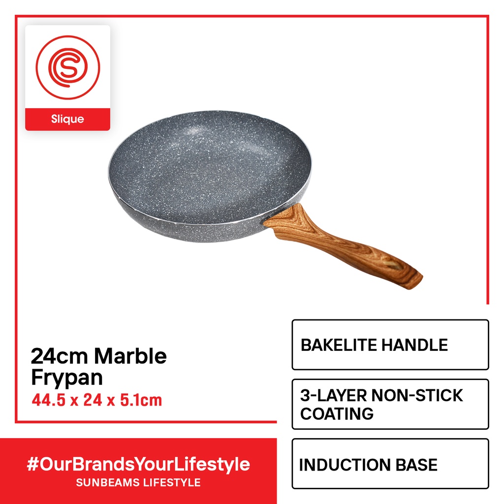 SLIQUE Marble Fry Pan 24cm Premium Multi Layer Non-Stick Marble Coating ...