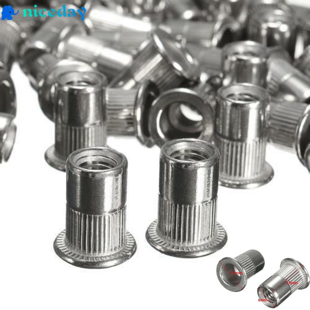 50pcs M6 Thread 304 Stainless Steel Flat Head Rivet Nut Rivnut Insert ...