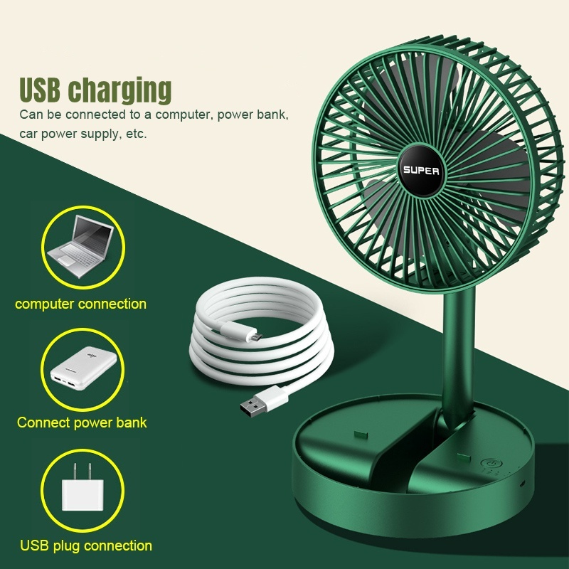 Desk Electric Fan Small folding fan with USB charging retractable 3 ...