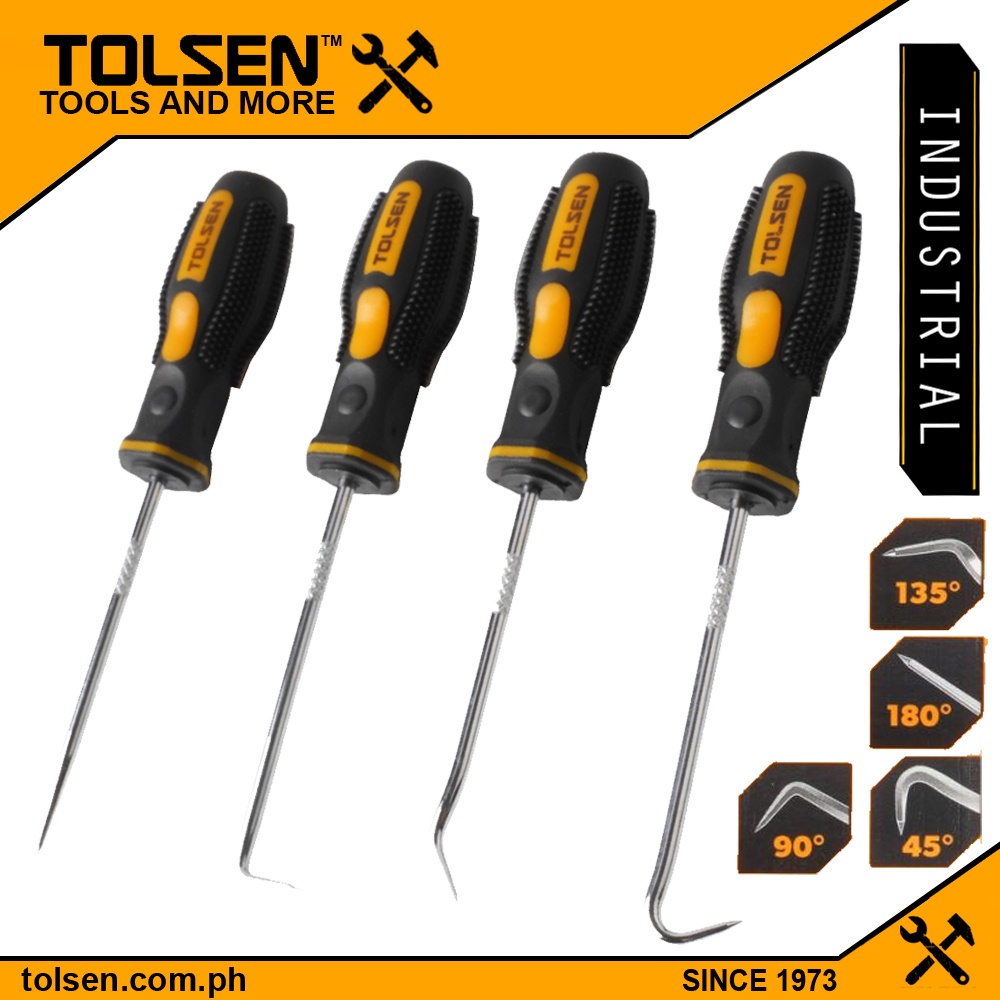 Tolsen 4pcs mini pick and hook set (Point, 90°, 45°, Straight) 20190 ...