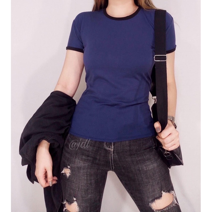 Plain Ringer Tees (fit Up to Medium) | Shopee Philippines