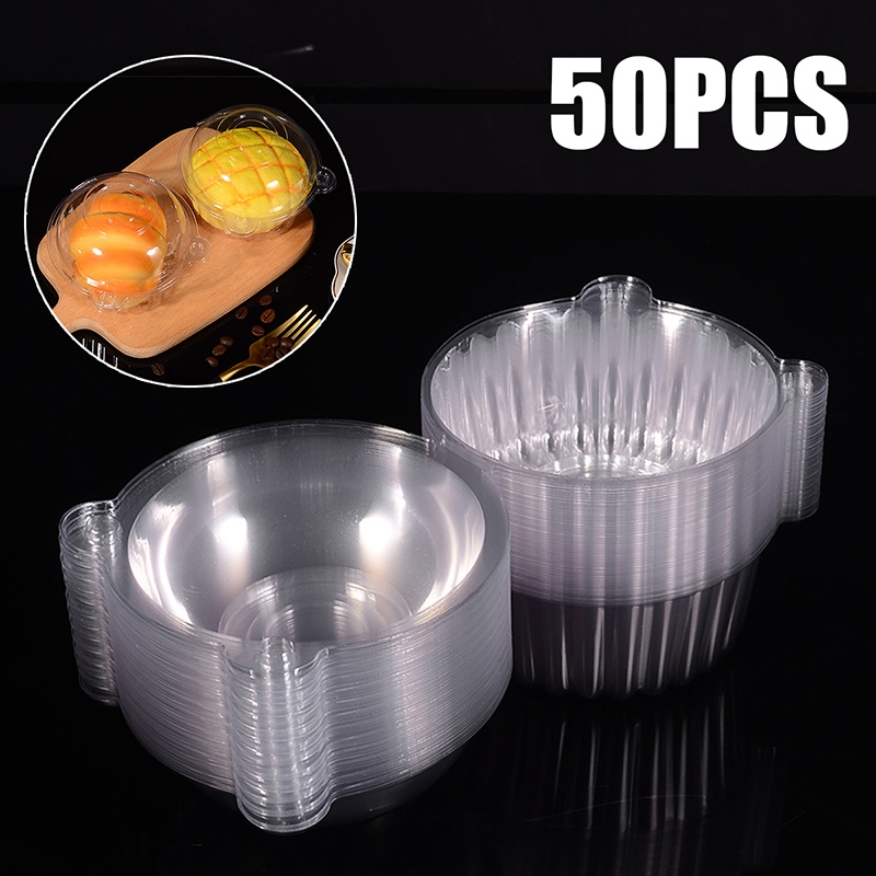 50pcs Transparent Plastic Cupcake Cake Cases Fruits Muffin Package ...