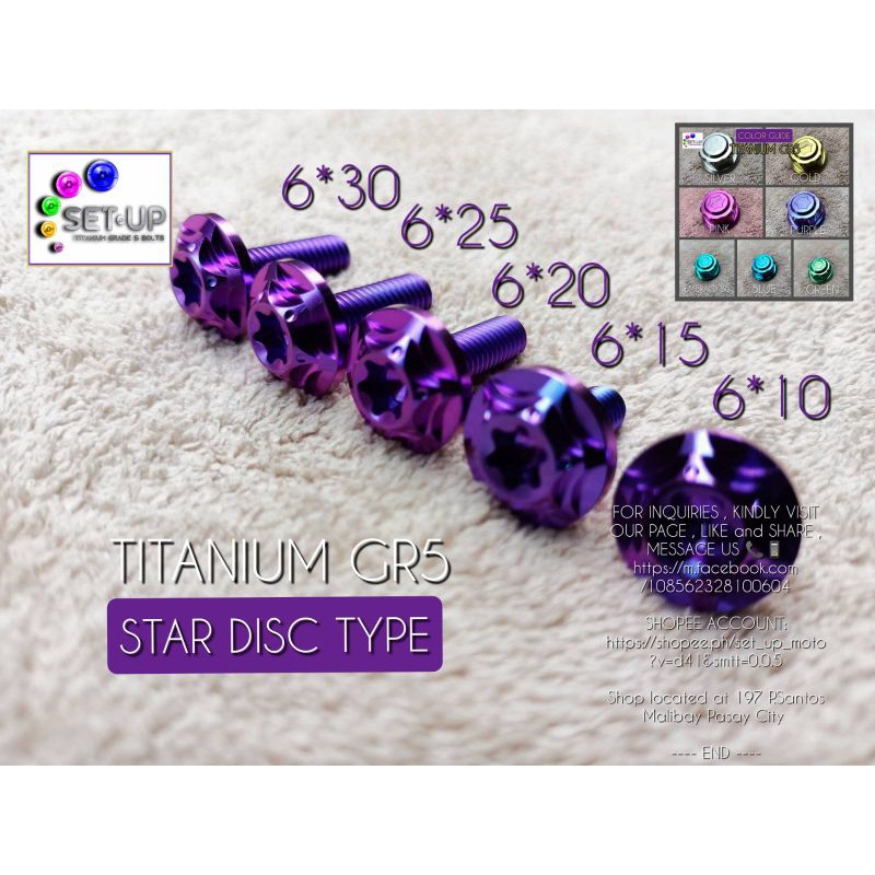 TITANIUM GR5 STAR DISC TYPE BOLTS (1PC) | Shopee Philippines