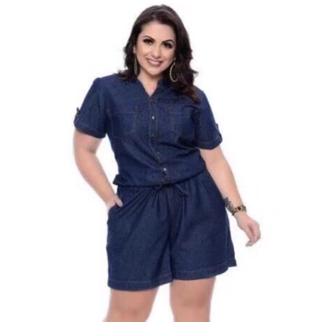 Denim jumpshort maong romper plus jumpsuit | Shopee Philippines