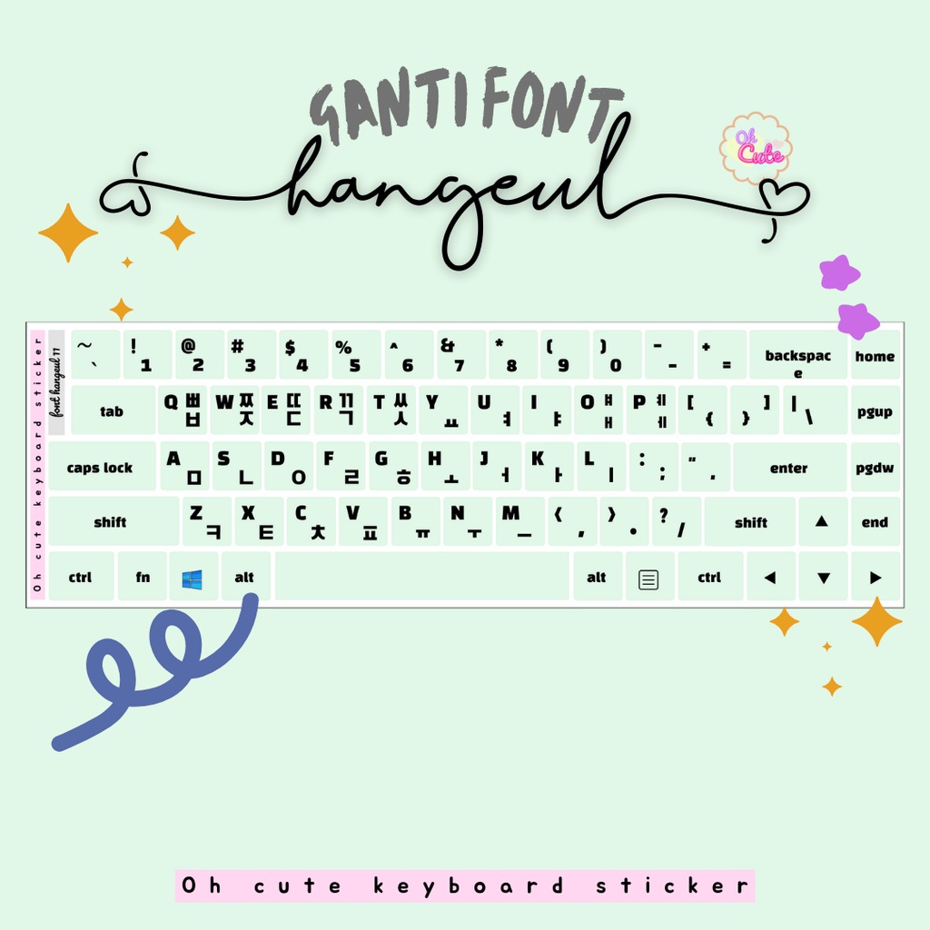 OH CUTE Hangul Korean Font Styling Keyboard Sticker | Shopee Philippines