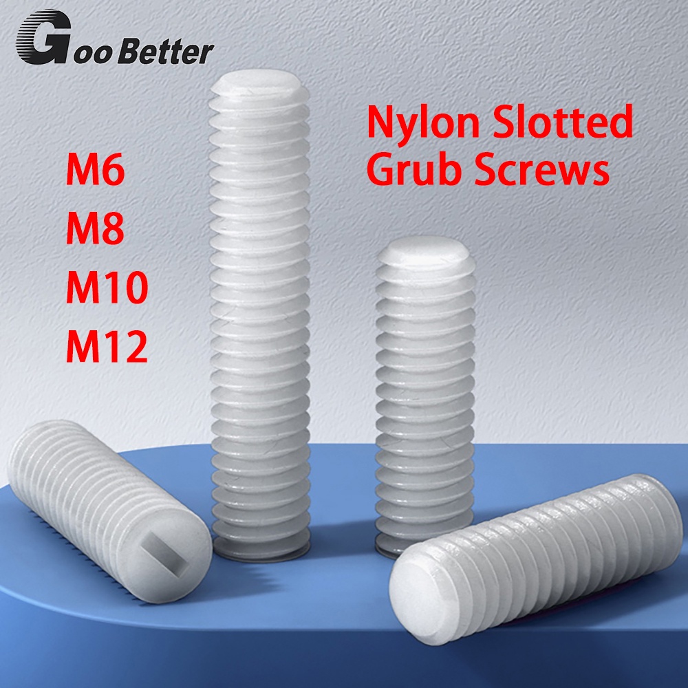 M6 M8 M10 M12 Set Screws Nylon Slotted Grub Screws Flat Point Grub ...