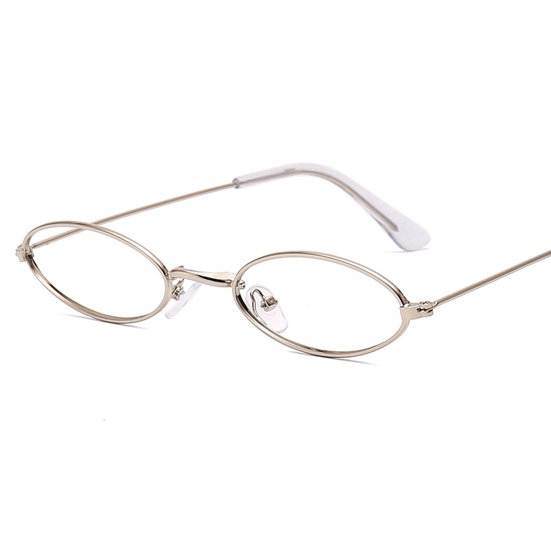 Korean Oval Sunglasses Men Women Hip Hop Retro Metal Frame Glass Shades