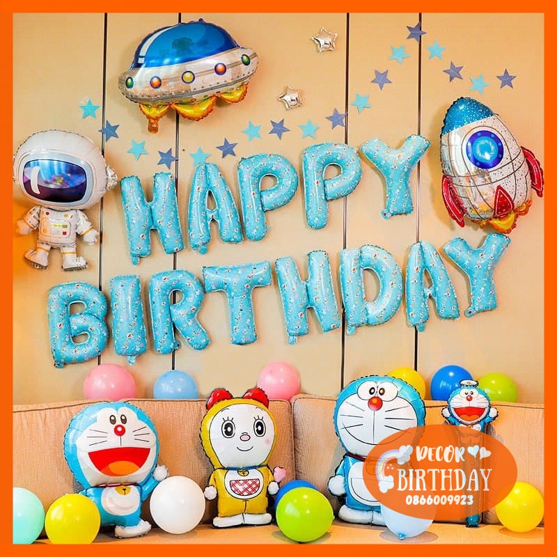 Doraemon Birthday Decoration Set Thick Balloons, Beautiful Colors, Set ...