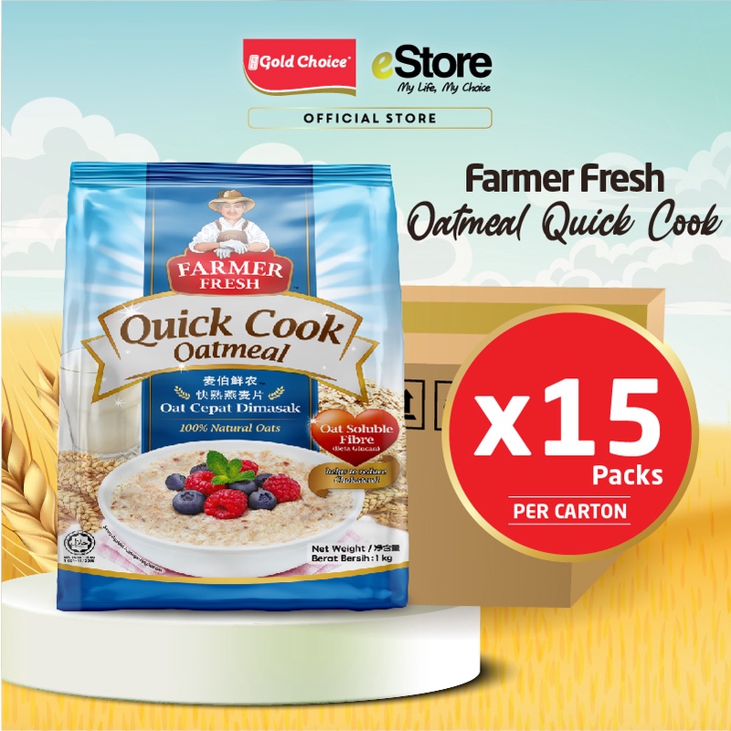 FARMER FRESH Oatmeal Quick Cook (1kg x 15/1 Carton) | Shopee Philippines