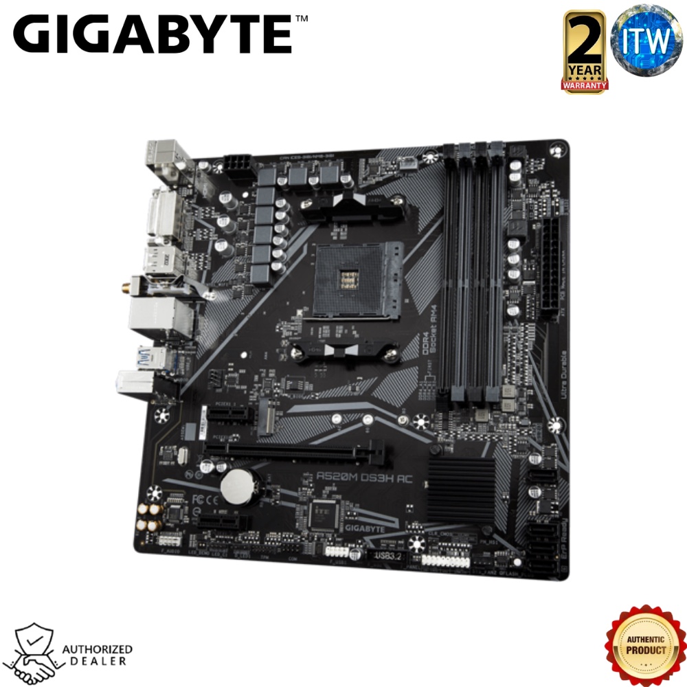Gigabyte A520M DS3H AC DDR4 - AMD A520 Chipset, Micro ATX Motherboard ...