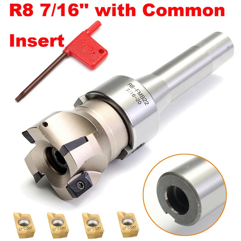 1Set 90 Degree R8 FMB22 Straight Shank Arbor Face End Mill Cutter 4pcs ...