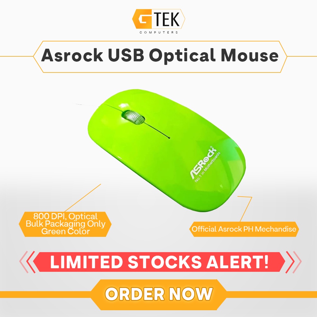 Asrock Green USB Optical Mouse Bulk Packaging | Shopee Philippines