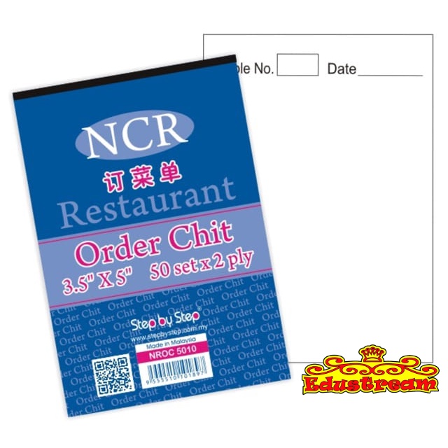 Stey By Step Restaurant Order Chit NCR Carbonless 2 Ply x 50Set (2 In 1 ...