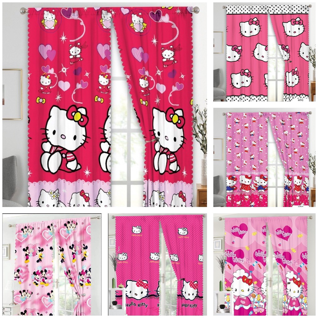 COD Sale New 1pcs Hello Kitty Window Curtain Home Decor Cotton Curtain ...