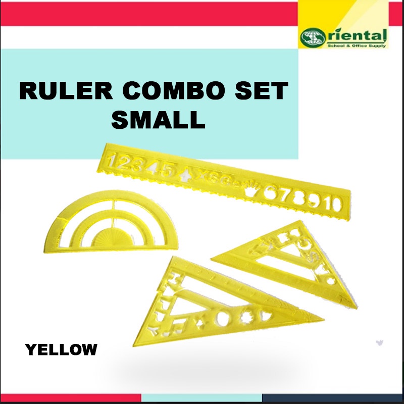 4in1 Small Ruler Combo Set for Kids Stencil Sets of Number Shape and ...