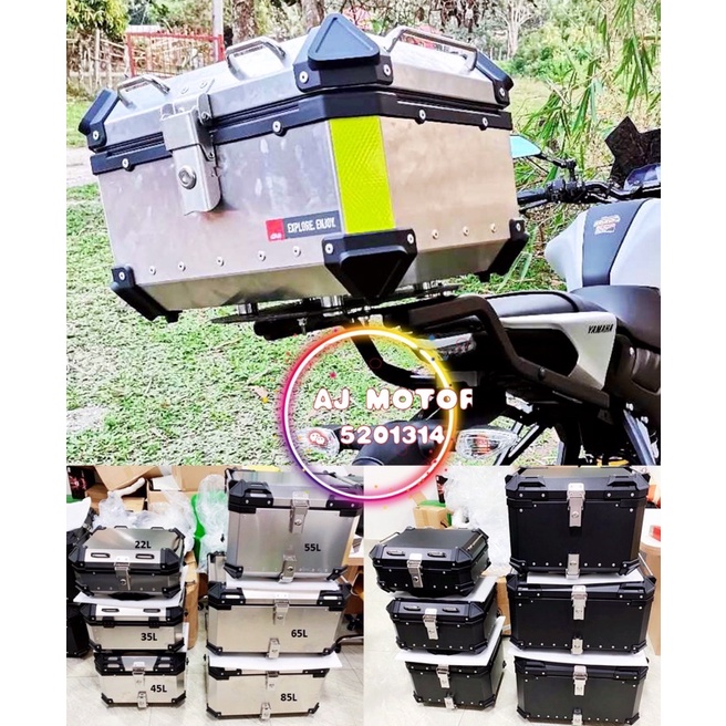 UNIVERSAL TOP BOX ALUMINIUM MOTORCYCLE VERSYS650 CB500X MONORACK-J RACK ...