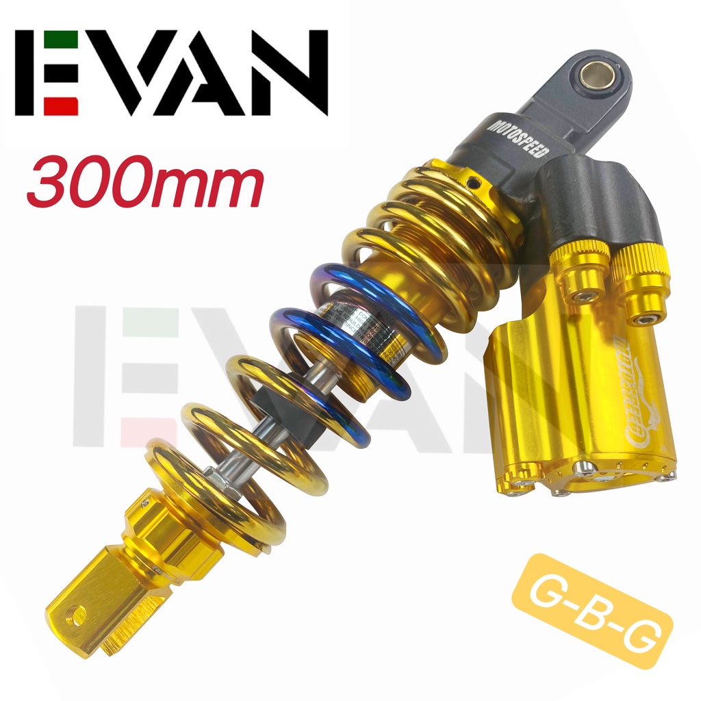 EVAN.PH Rear Shock 300mm W/Gold Gas Tank For MIO Sporty/MIO i125/MIO Soul i/Honda beat/Honda ...