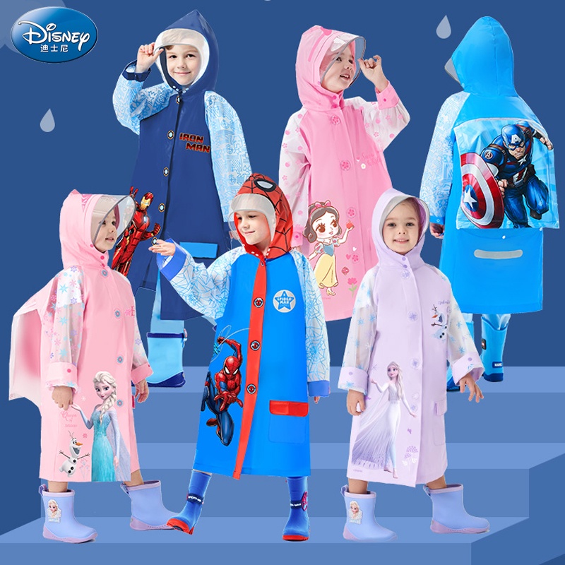 Disney Children Raincoat Boys Girls Full Body Waterproof Kindergarten Baby Primary School ...