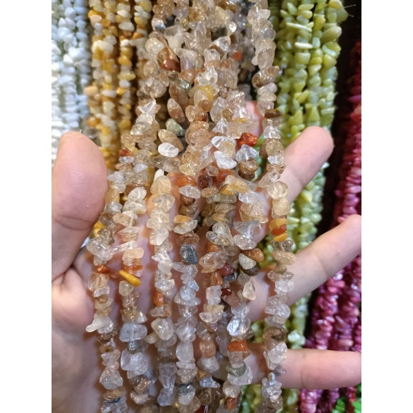Assorted Rutilited chipstone high quality stone chips for bracelet and ...