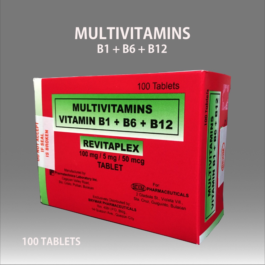REVITAPLEX B Complex Multivitamins Vitamin B1+B6 +B12 100s Para sa ...
