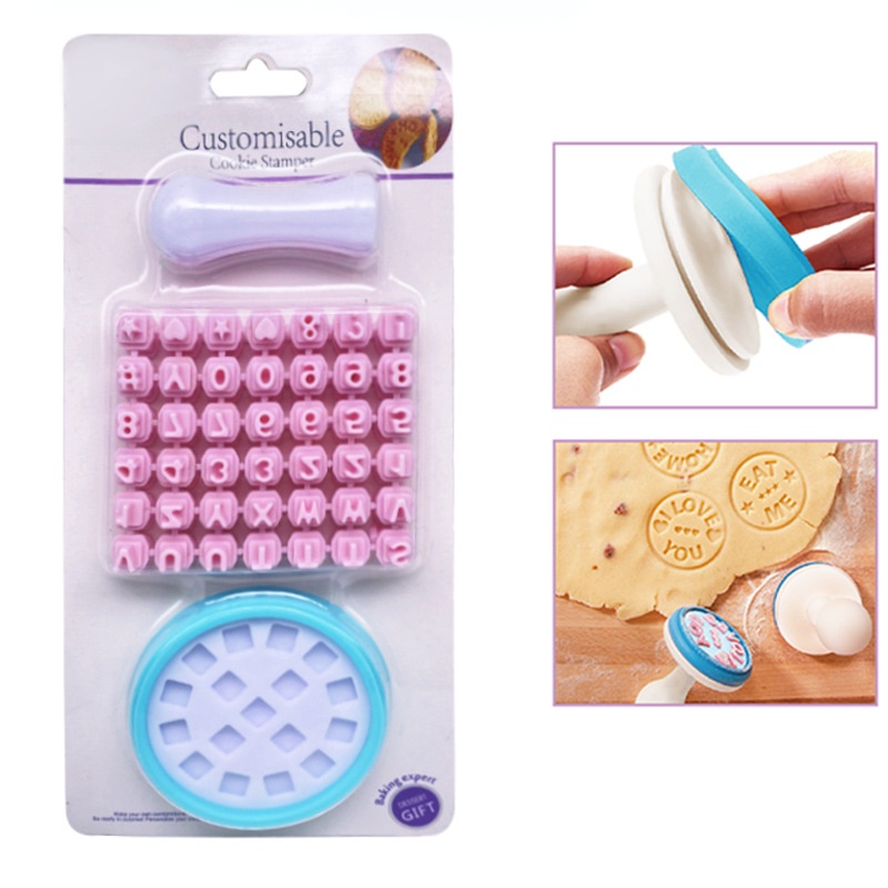 36pcs Around Stamp Letter Number Fondant Biscuit Cookie Cake Press ...