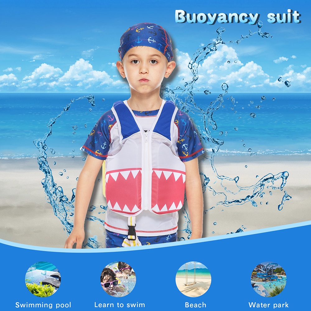 COD 1-6y/o Kids 3D Cartoon Shark Safety Life Jacket Toddle Baby Summer ...