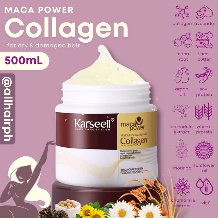 Karseell Maca Essence Repair Collagen Hair Mask | 500mL Jar | Shopee ...