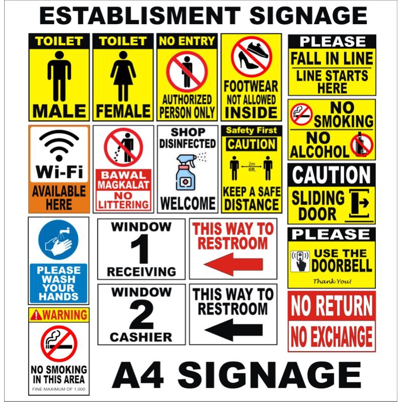 PVC Plastic signage for establishment A4 size signage for covid-19 ...