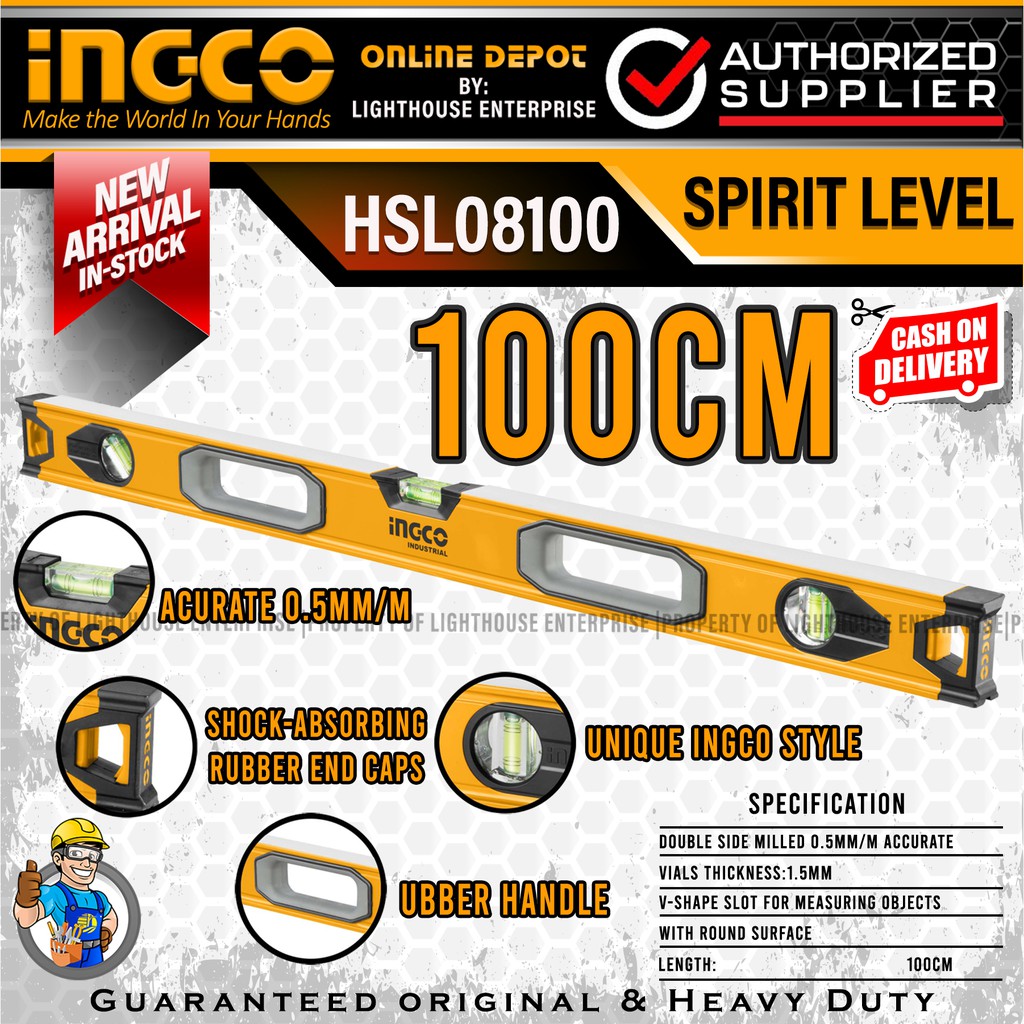 INGCO 100cm Spirit Level (HSL08100) *LIGHTHOUSE ENTERPRISE* | Shopee ...