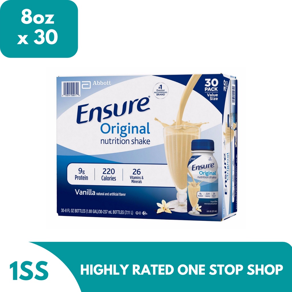 Ensure Original Nutrition Shake Milk Vanilla 1 Pack (30 Bottles per ...