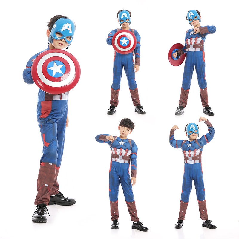 Captain America Costume bodysuit facemask clothes Halloween costume ...