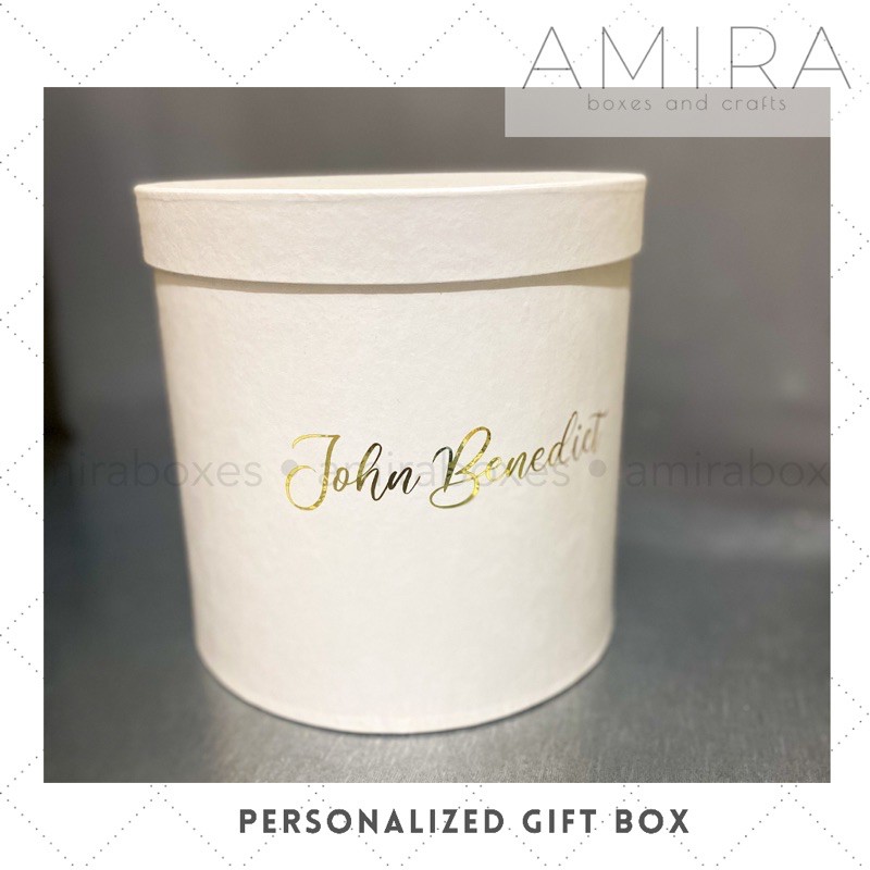 (customizable) 7x7” ROUND gift box - hard box with personalized name or ...