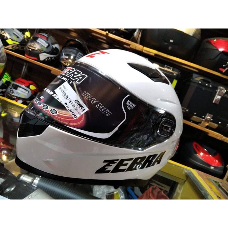 Full face helmet with dual visor color White (Zebra) | Shopee Philippines