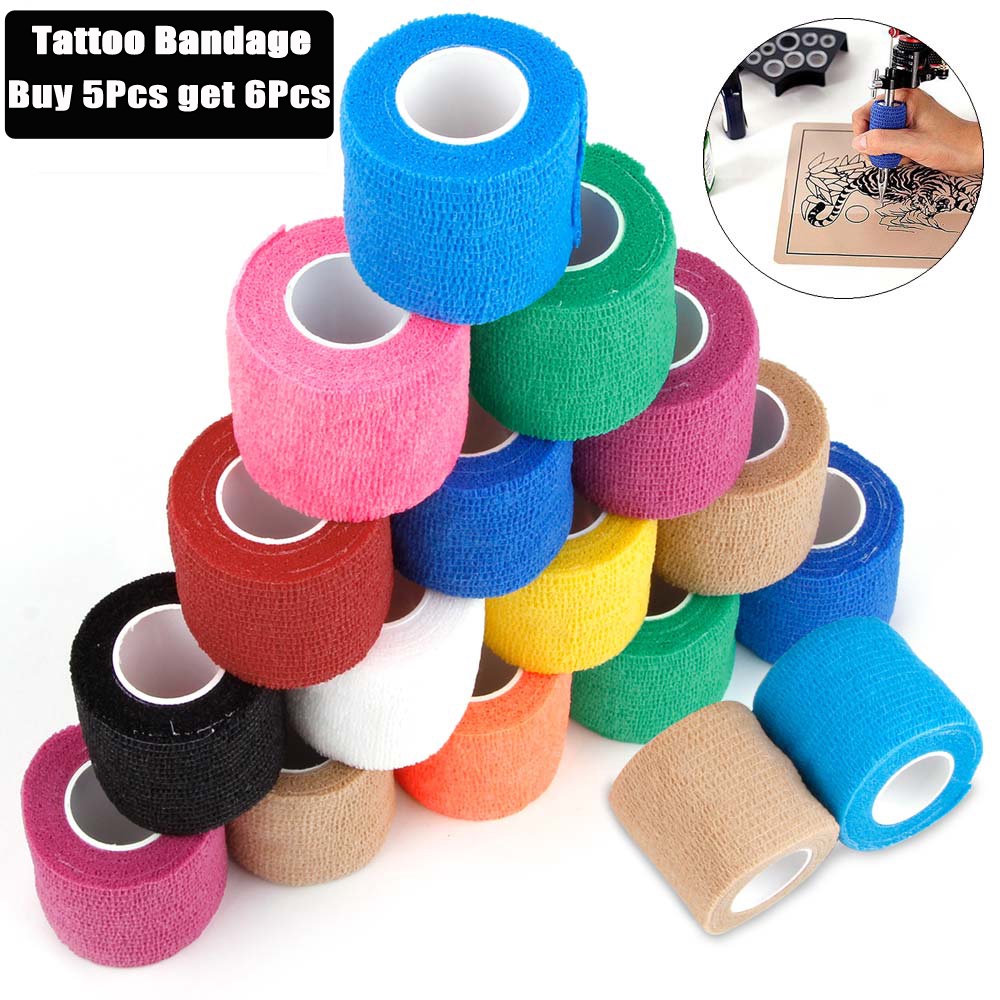 1PCS 5*450CM Self-adhesive Bandage Nonwovens Tattoo Handle with Elastic ...