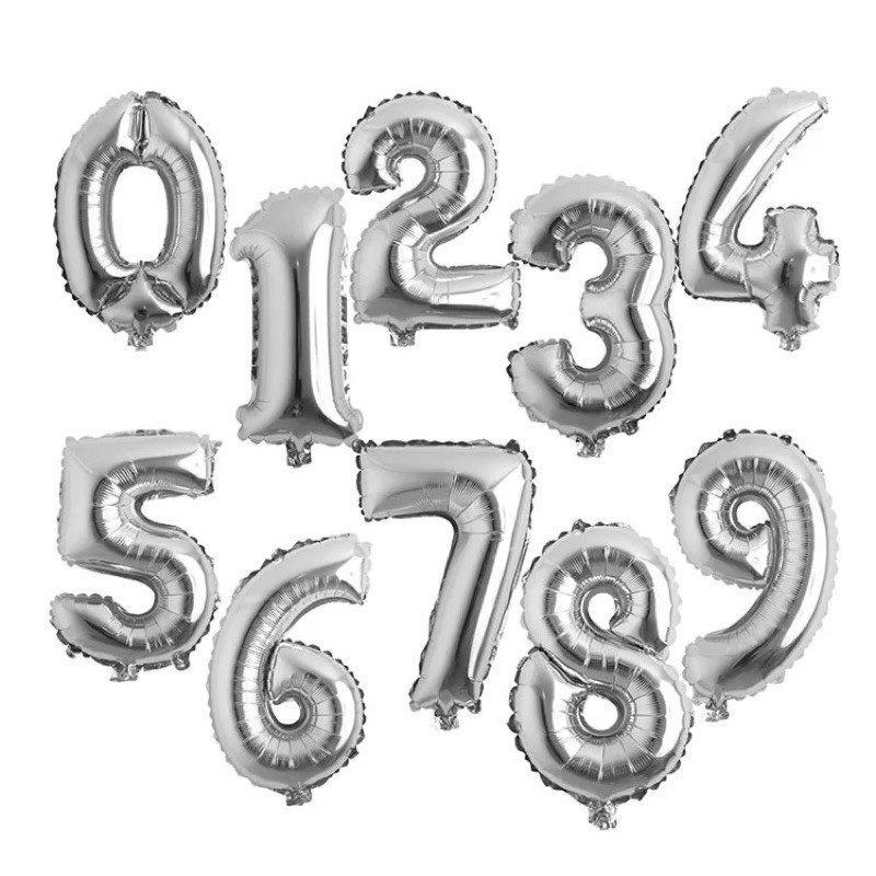 Silver Number 16 inches birthday anniversary wedding decorations ...